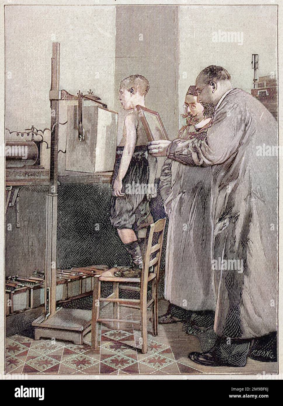 William Konrad Roentgen examines a patient. He was awarded the Nobel ...