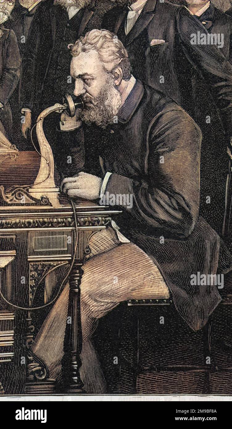 ALEXANDER GRAHAM BELL American inventor and educator inaugurates the ...