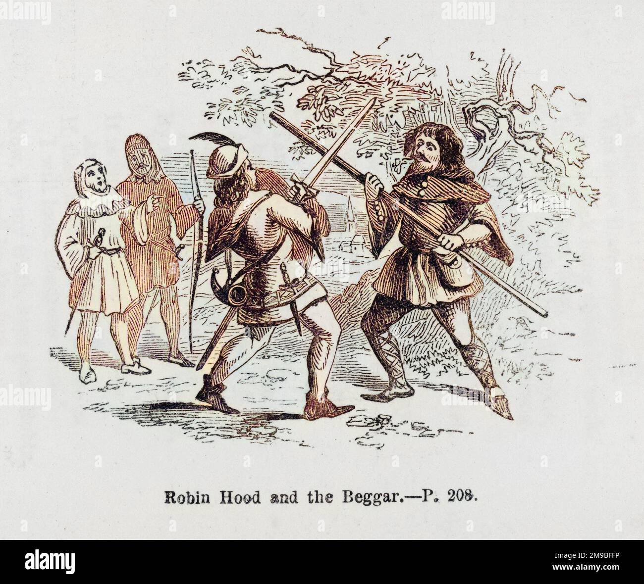 Robin Hood and the beggar fight with quarter-staffs Stock Photo - Alamy