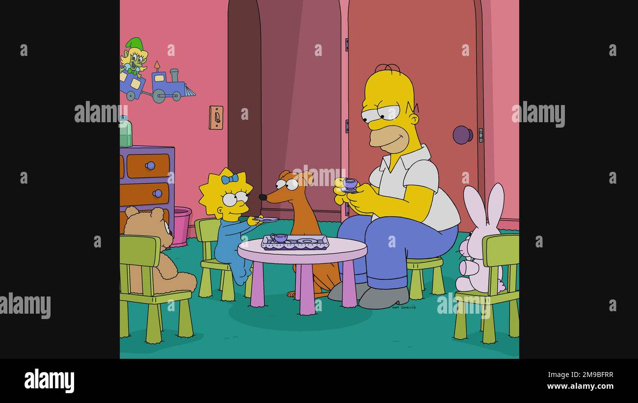 THE SIMPSONS, from left: Maggie Simpson, Santa's Little Helper, Homer ...