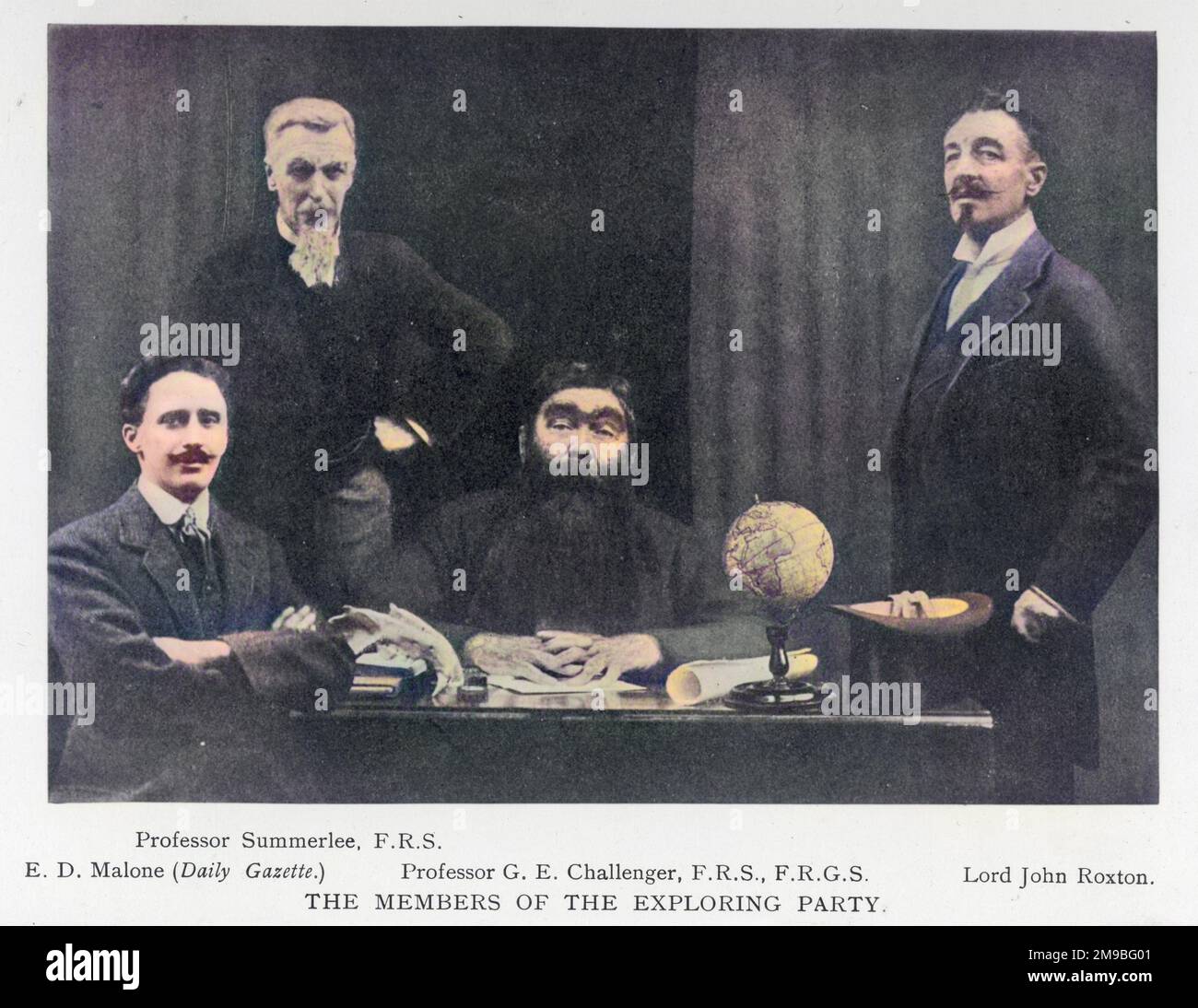 The exploring party: Professor Challenger, with Malnone on his right ...