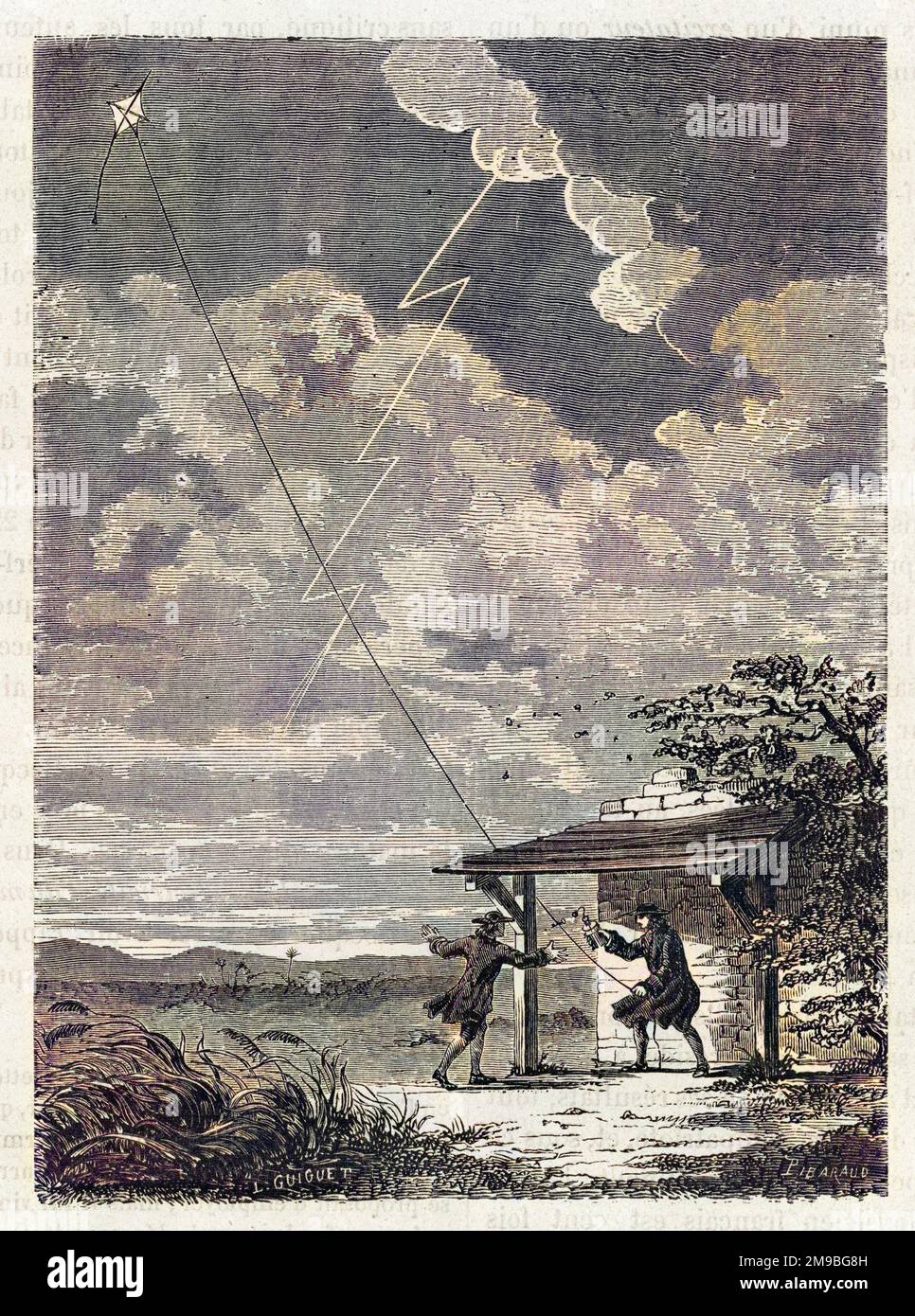 Benjamin Franklin's conducting his lightning experiments in ...