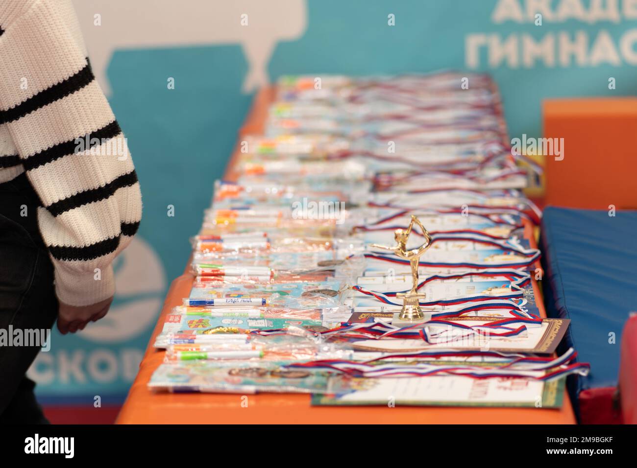 MOSCOW, RUSSIA-DEC 18, 2022: gymnast award athlete exercise winner ...