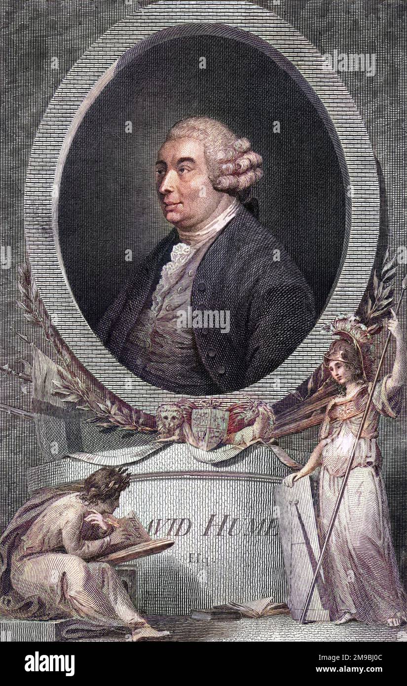 DAVID HUME Scottish philosopher and historian, with two allegorical ...