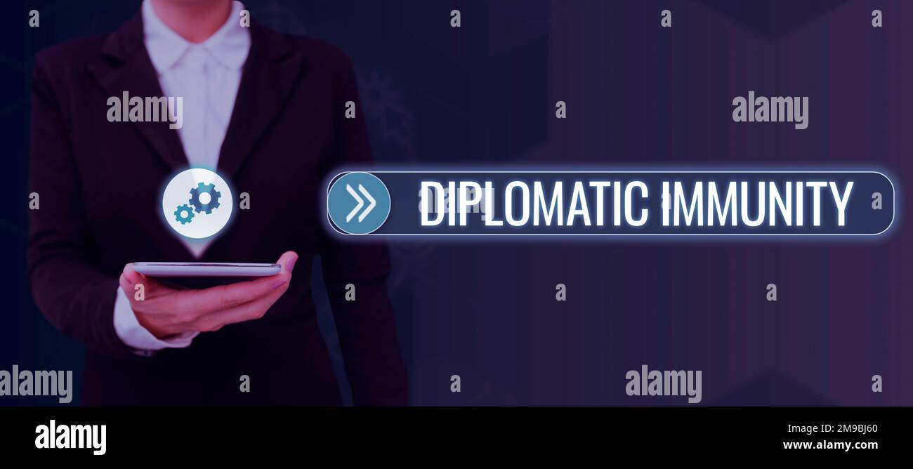 Conceptual display Diplomatic Immunity. Word for law that gives foreign ...