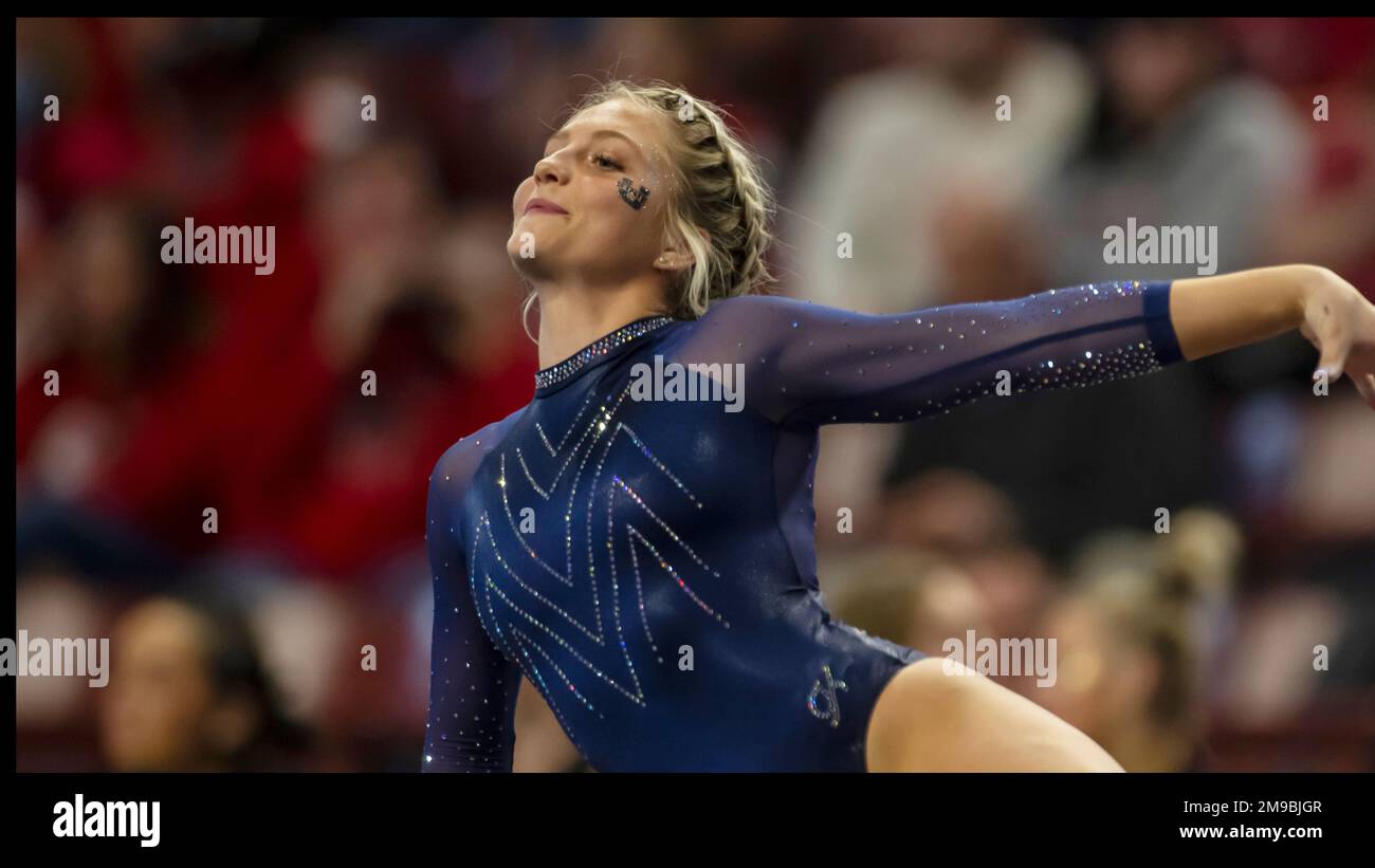 Utah State gymnast Marley Peterson performs her floor routine during an ...