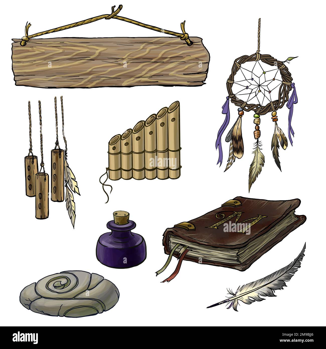 illustration of a set of ethnic culture items. High quality ...