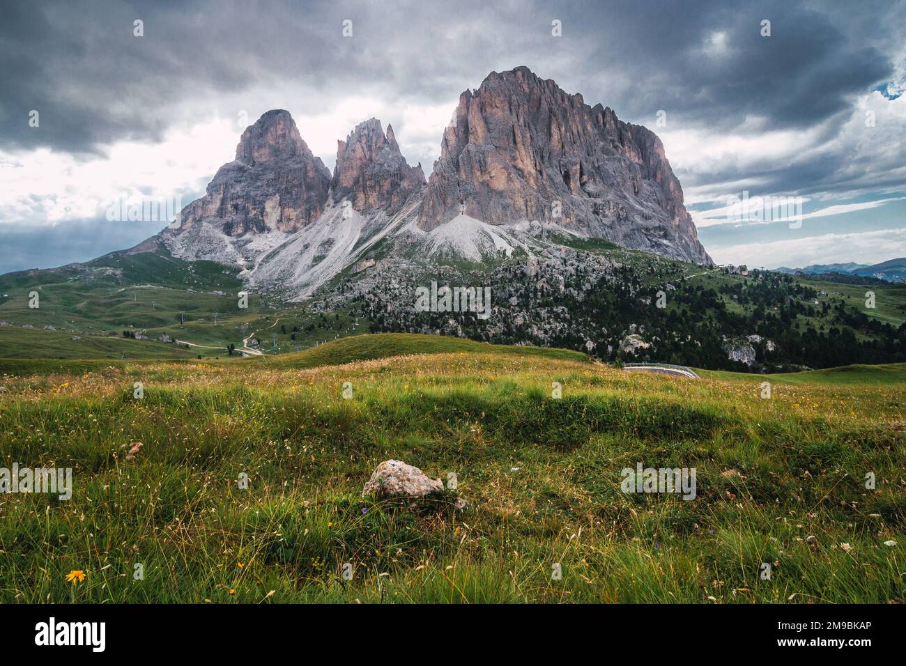 Picturesque huge mountains of the Italian alps in the Dolomites, Val ...