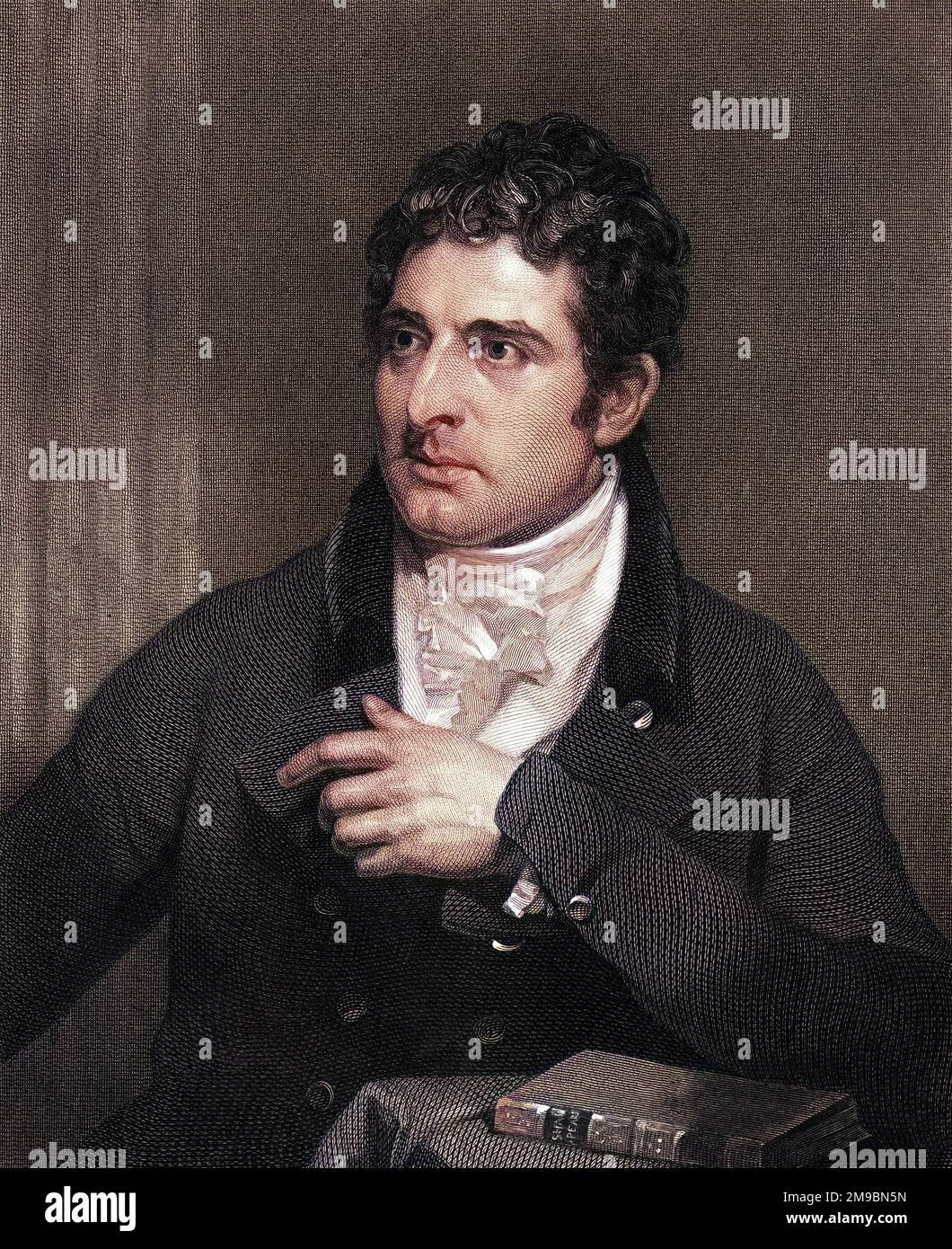 JOHN PHILIP KEMBLE actor, with a copy of Shakespeare's plays Stock ...