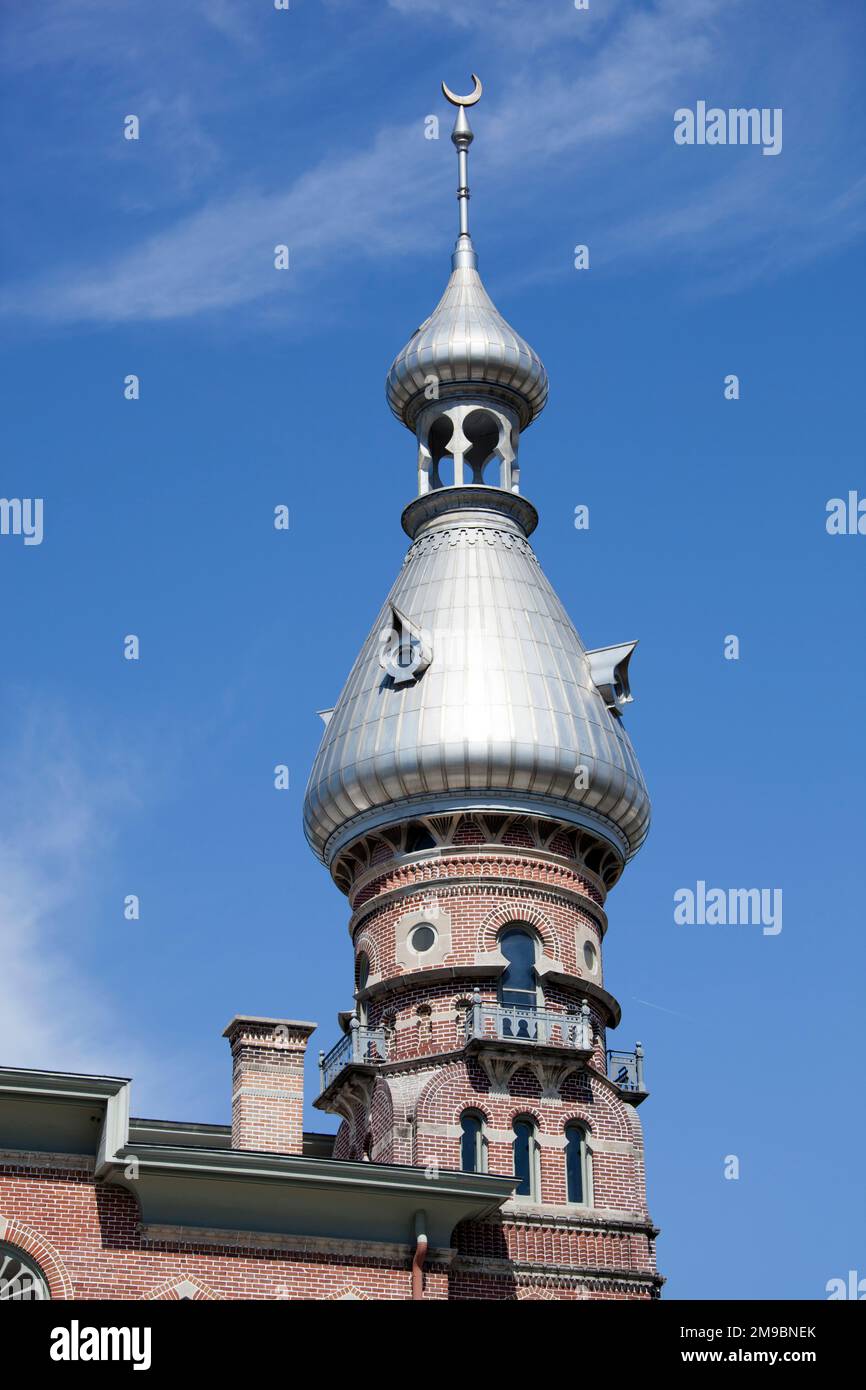 The close view of oriental style non-religious building spire in Tampa ...