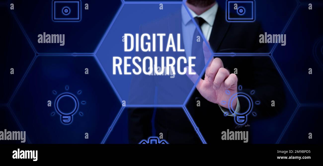 Text showing inspiration Digital Resource. Internet Concept content that distributed digitally ...