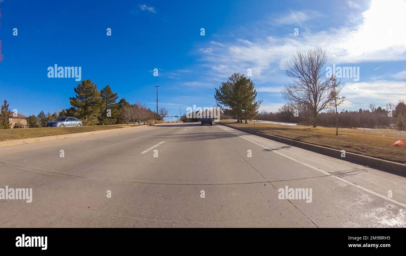 Driving on typical paved roads in suburban America Stock Photo - Alamy