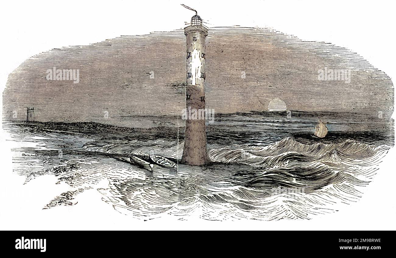 Dungeness Lighthouse, Kent. This lighthouse was constructed, to a ...