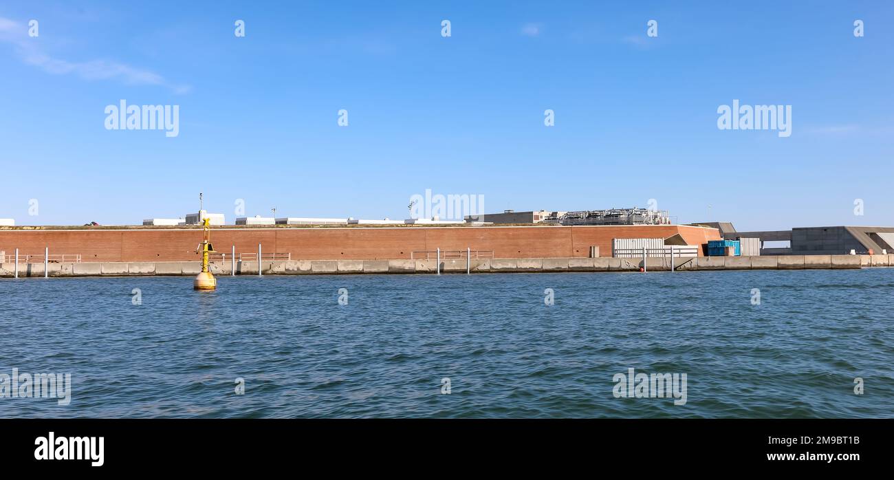 modern dam for the protection of the high tide of the island of Venice ...
