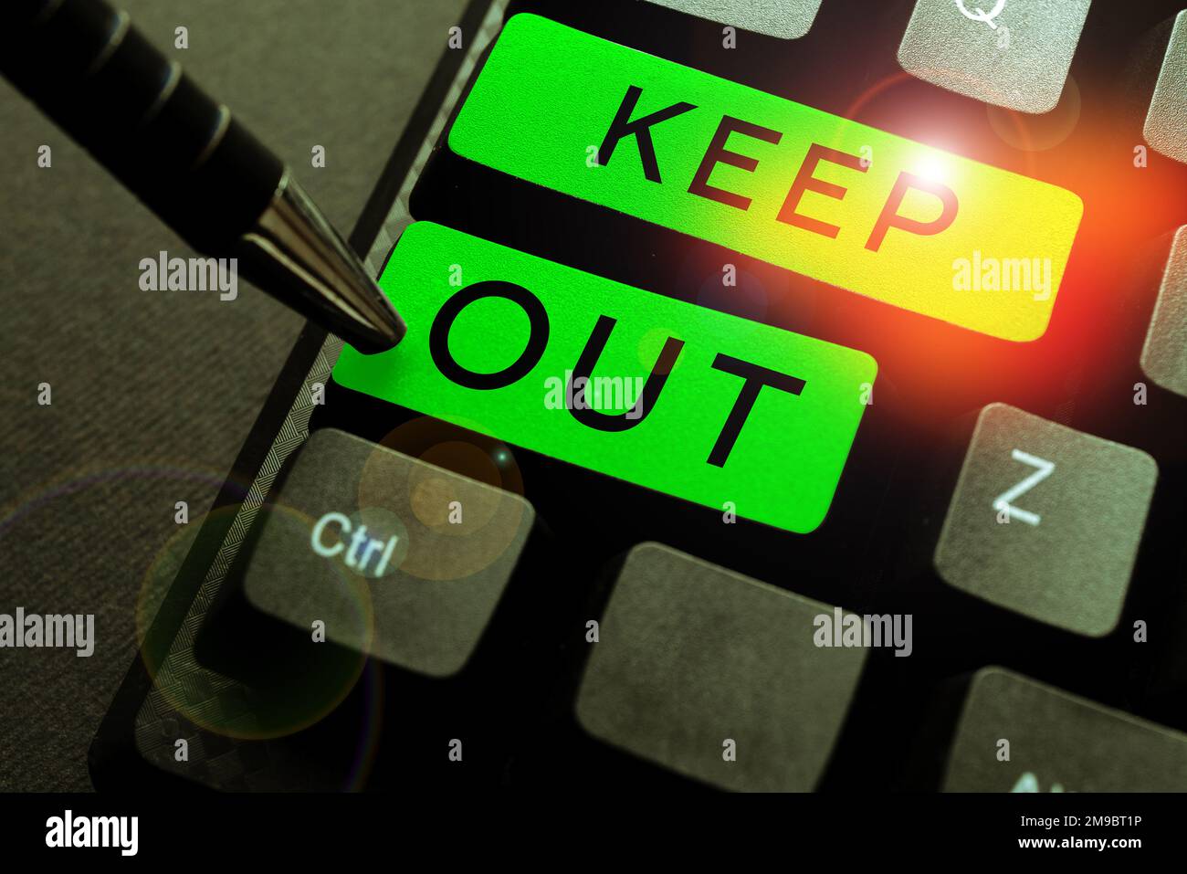 Text caption presenting Keep Out. Word for to stop someone or something ...