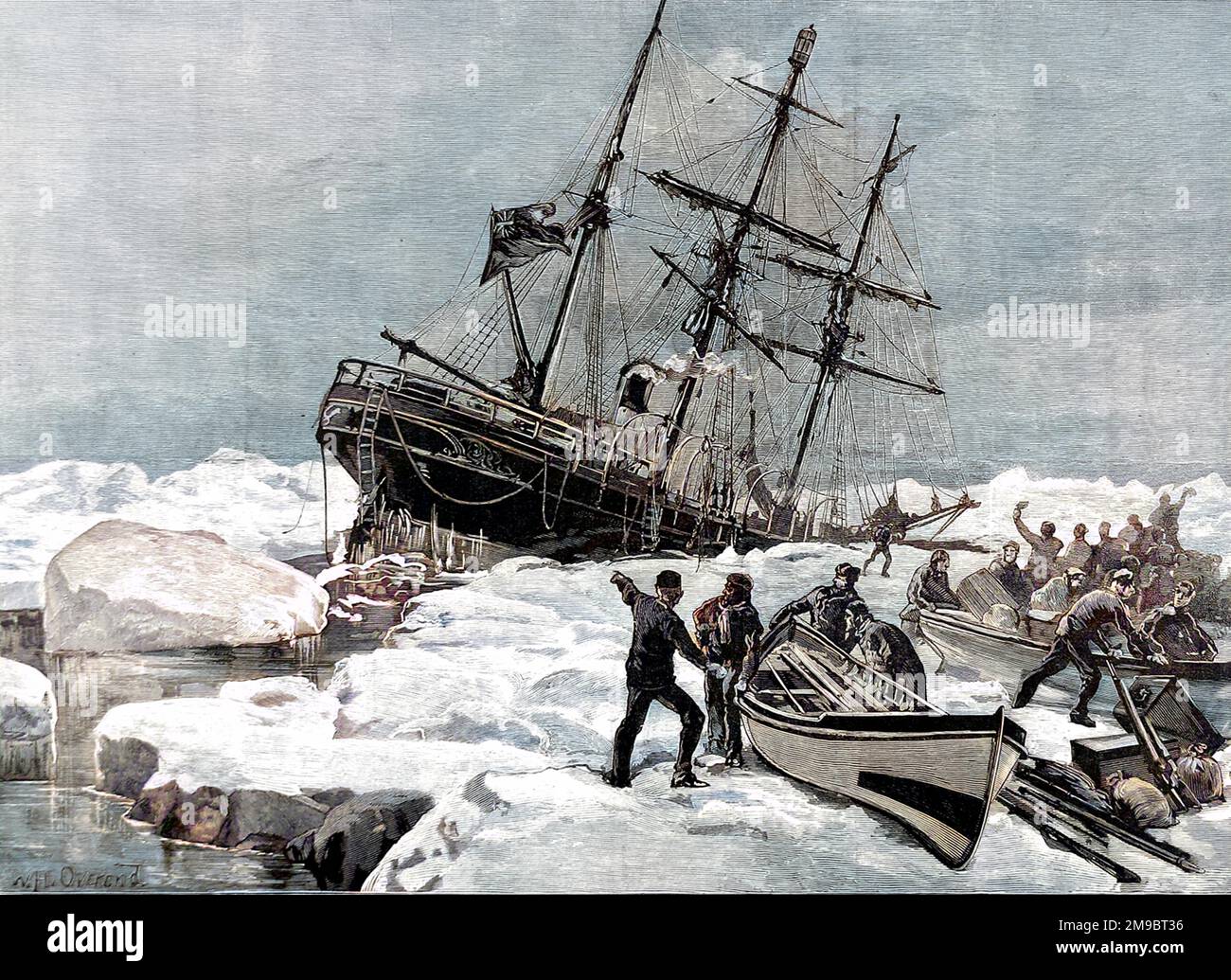 The yacht 'Eira', commanded by Benjamin Leigh Smith, crushed by the ice ...