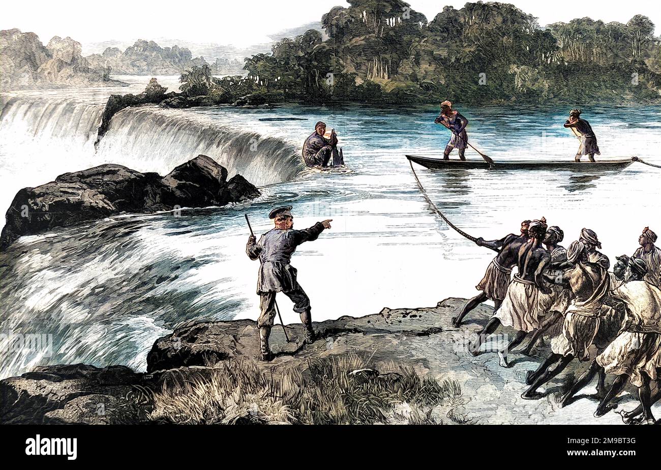 The rescue of Zaidi from the top of a waterfall during Sir Henry Morton ...