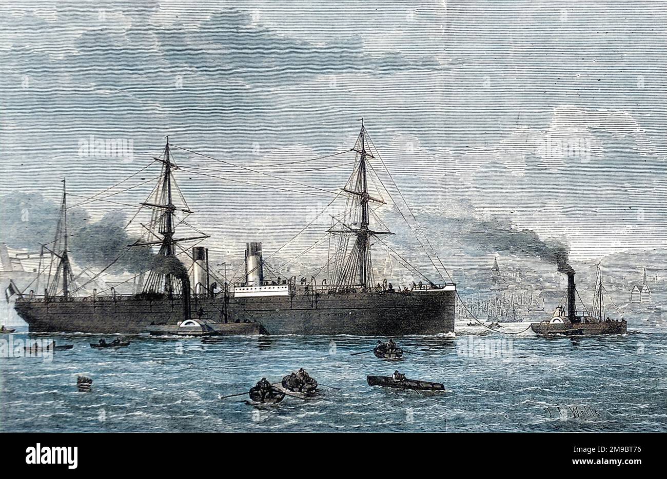 The French Trans-Atlantic Company's steamship 'Amerique', which was one ...