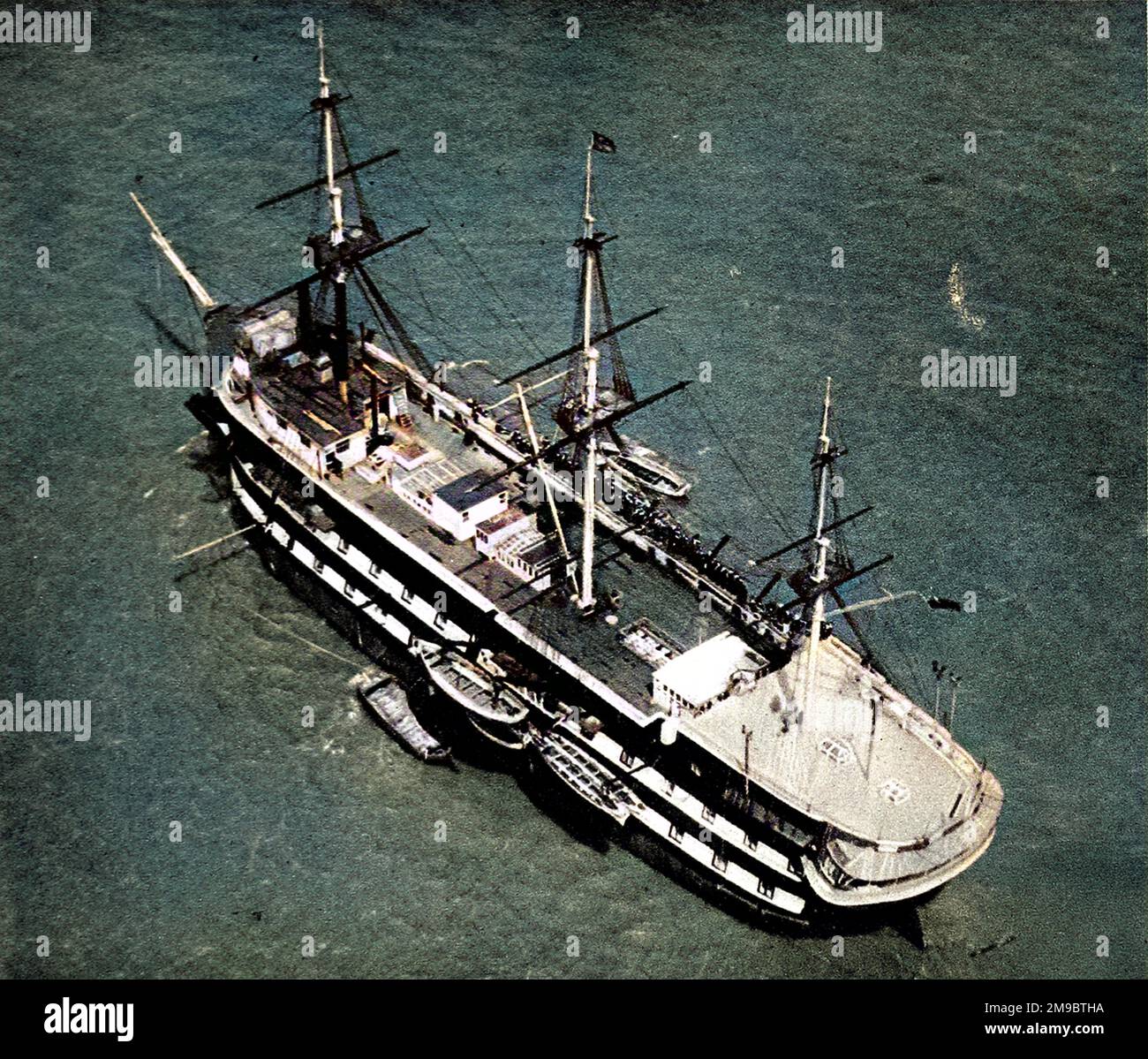 Aerial photograph showing the three-masted training ship 'Conway ...