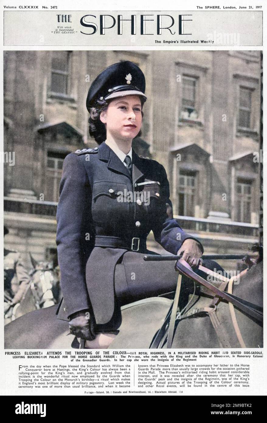 Front cover picture from The Sphere of Princess Elizabeth attending the ...
