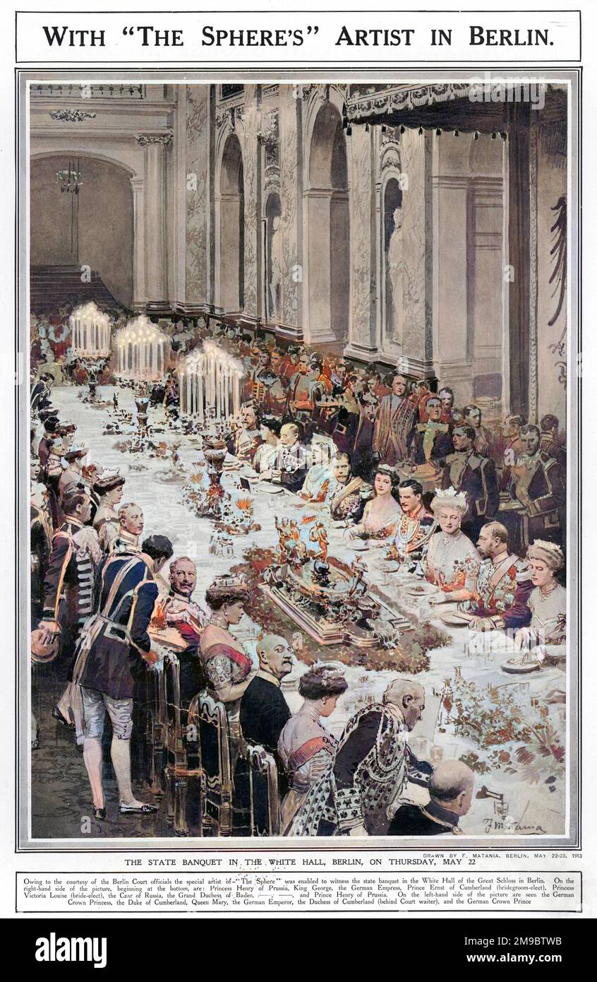A state banquet held in the White Hall of the Great Schloss in Berlin ...