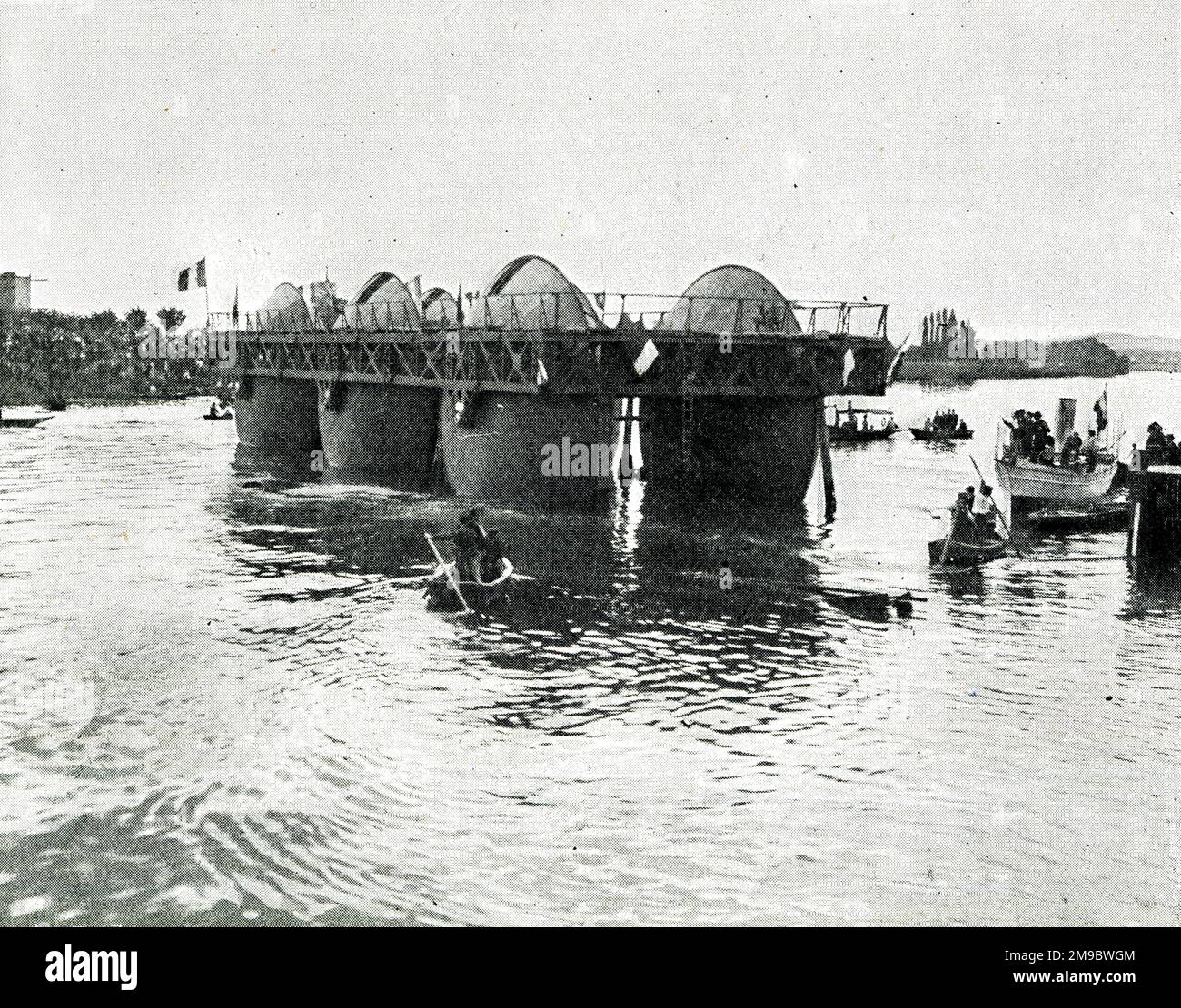 Ernest Bazin's Roller Boat Steamer on wheels afloat on the River Seine ...