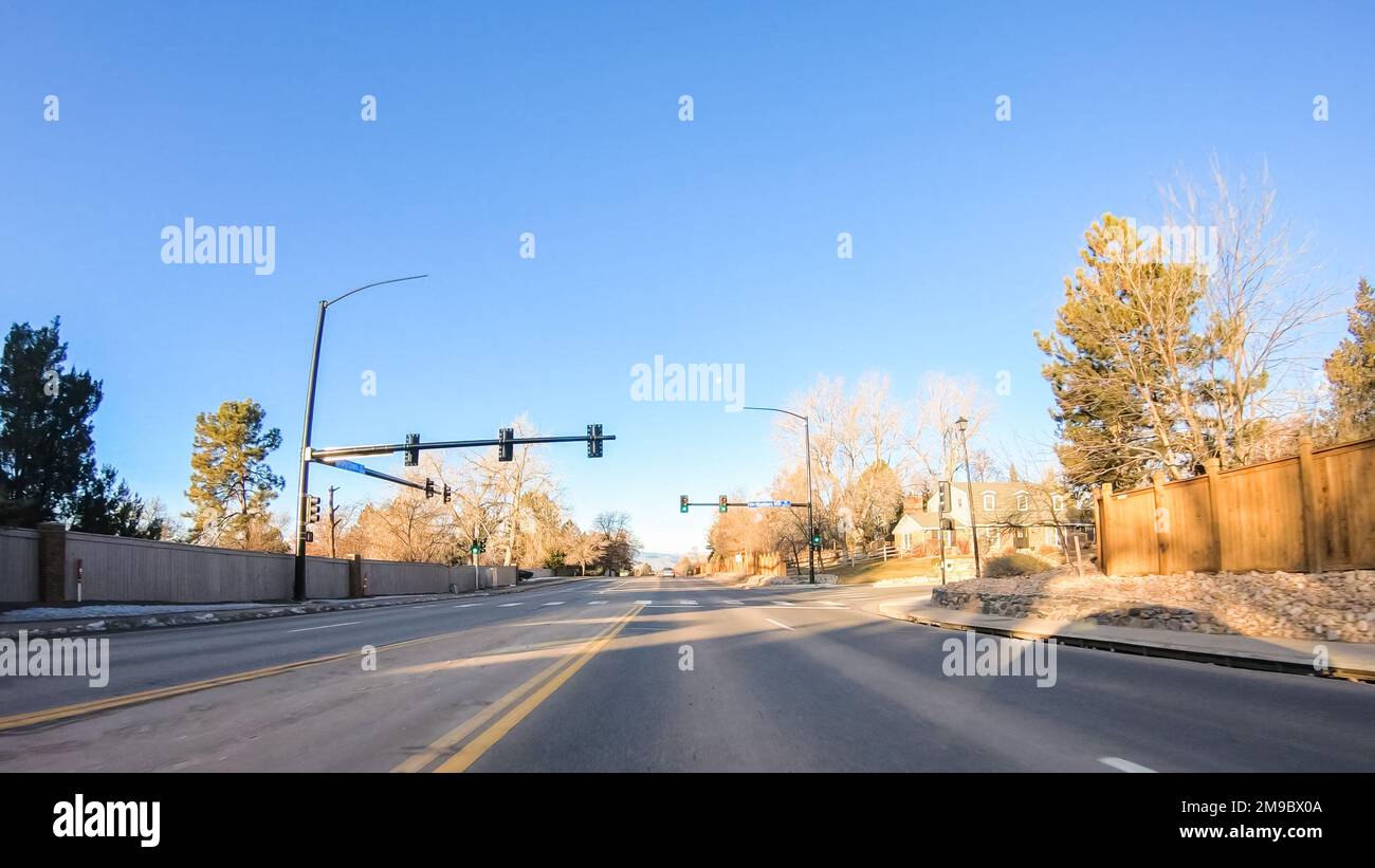 Driving on typical paved roads in suburban America Stock Photo - Alamy
