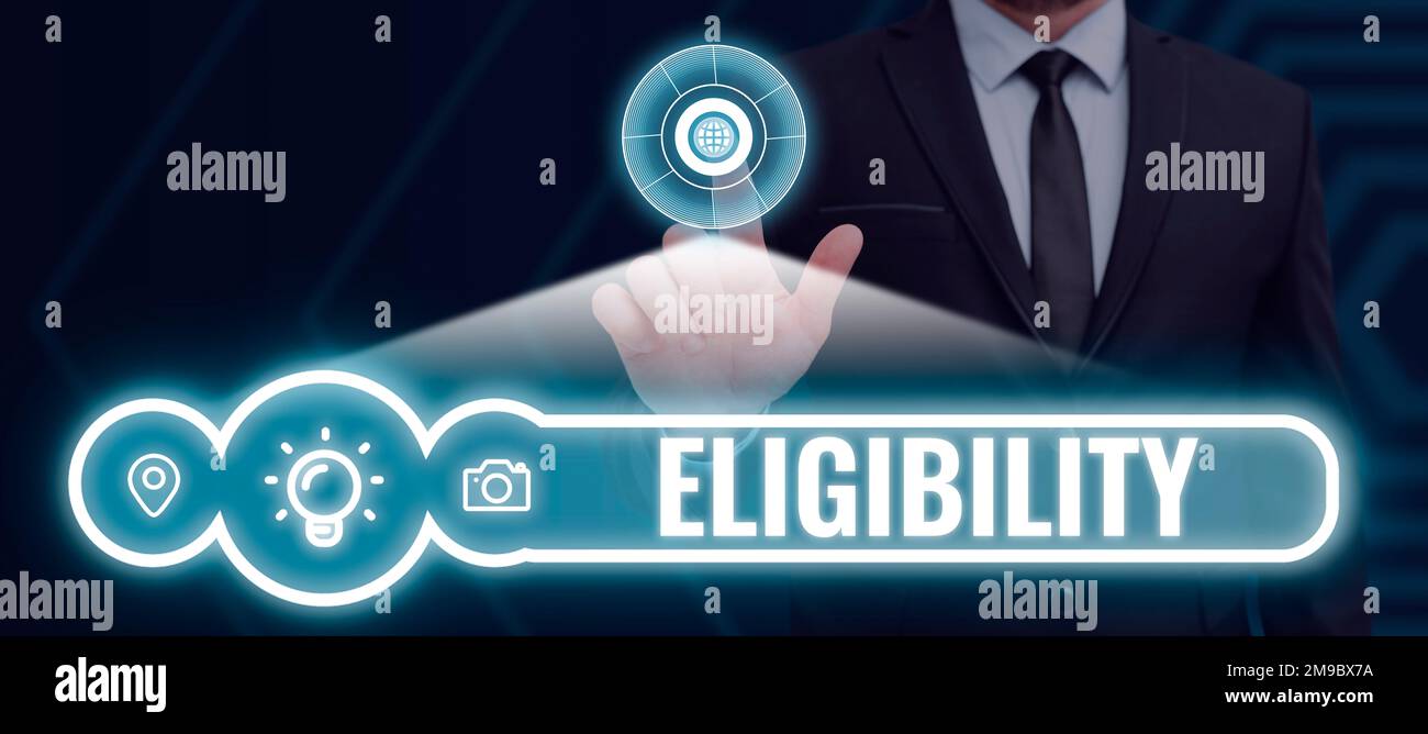 Writing displaying text Eligibility. Internet Concept State of having ...