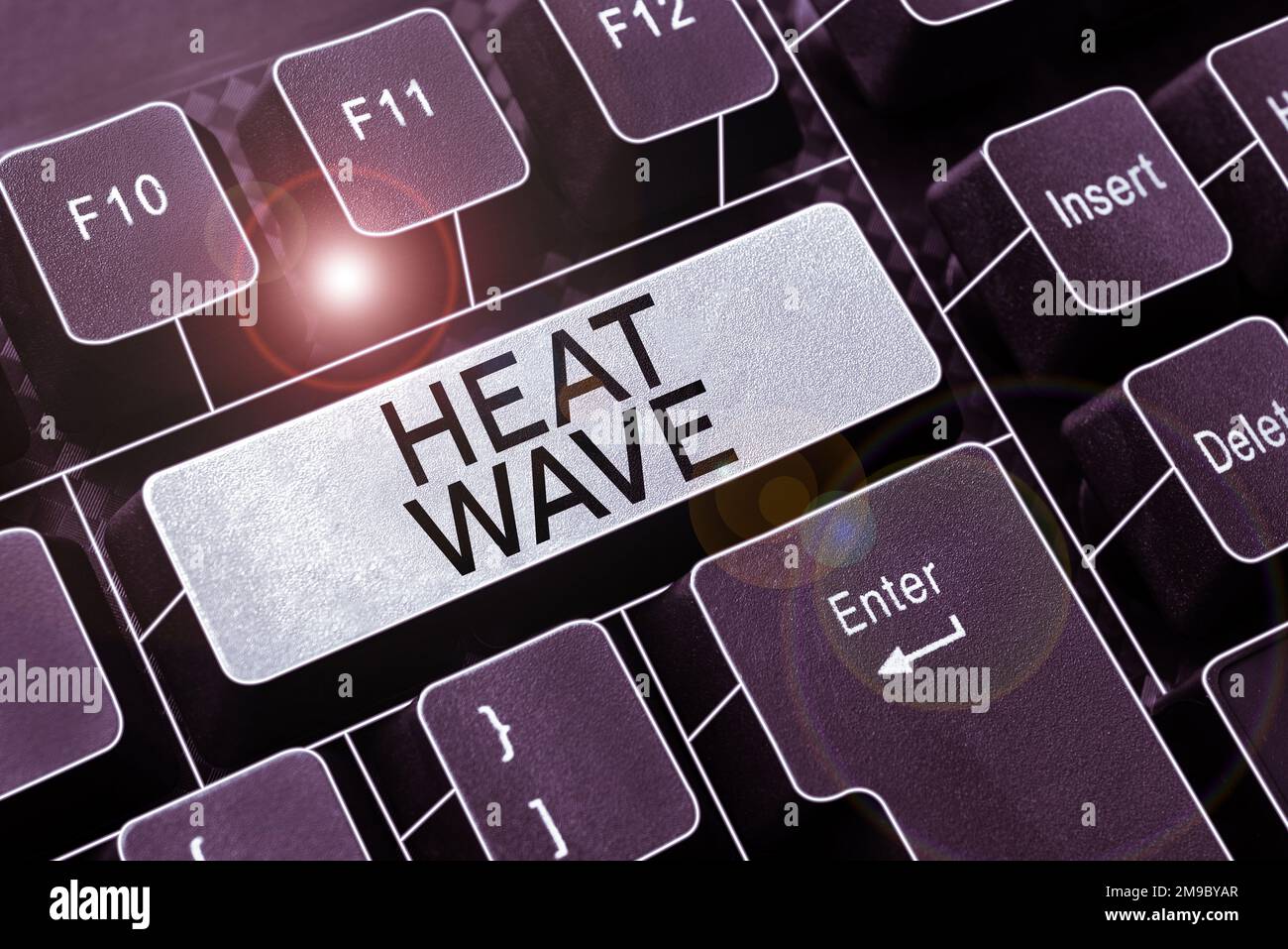 Text showing inspiration Heat Wave. Word for a prolonged period of ...