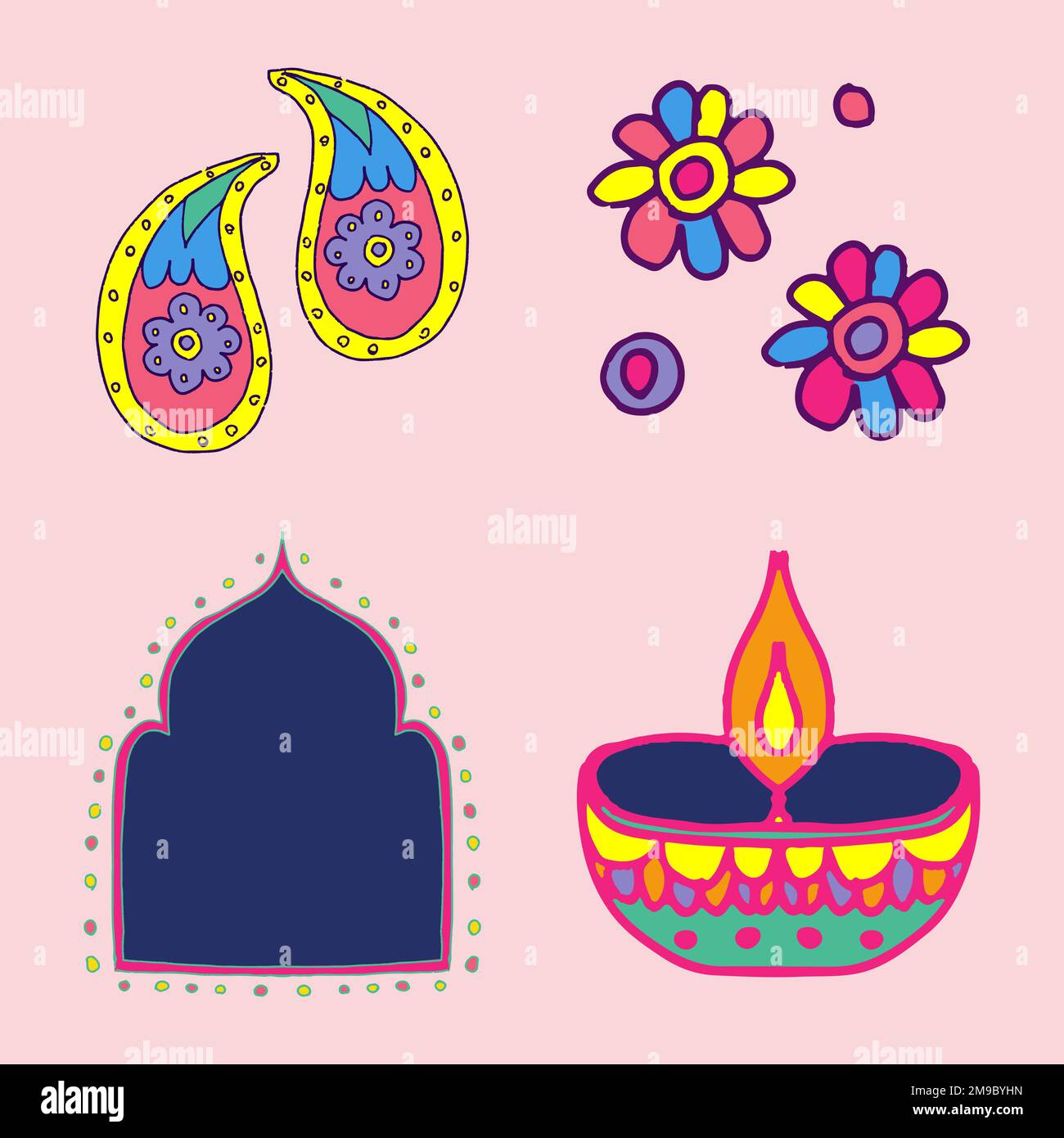 Diwali Indian rangoli vector illustration set Stock Vector Image & Art ...