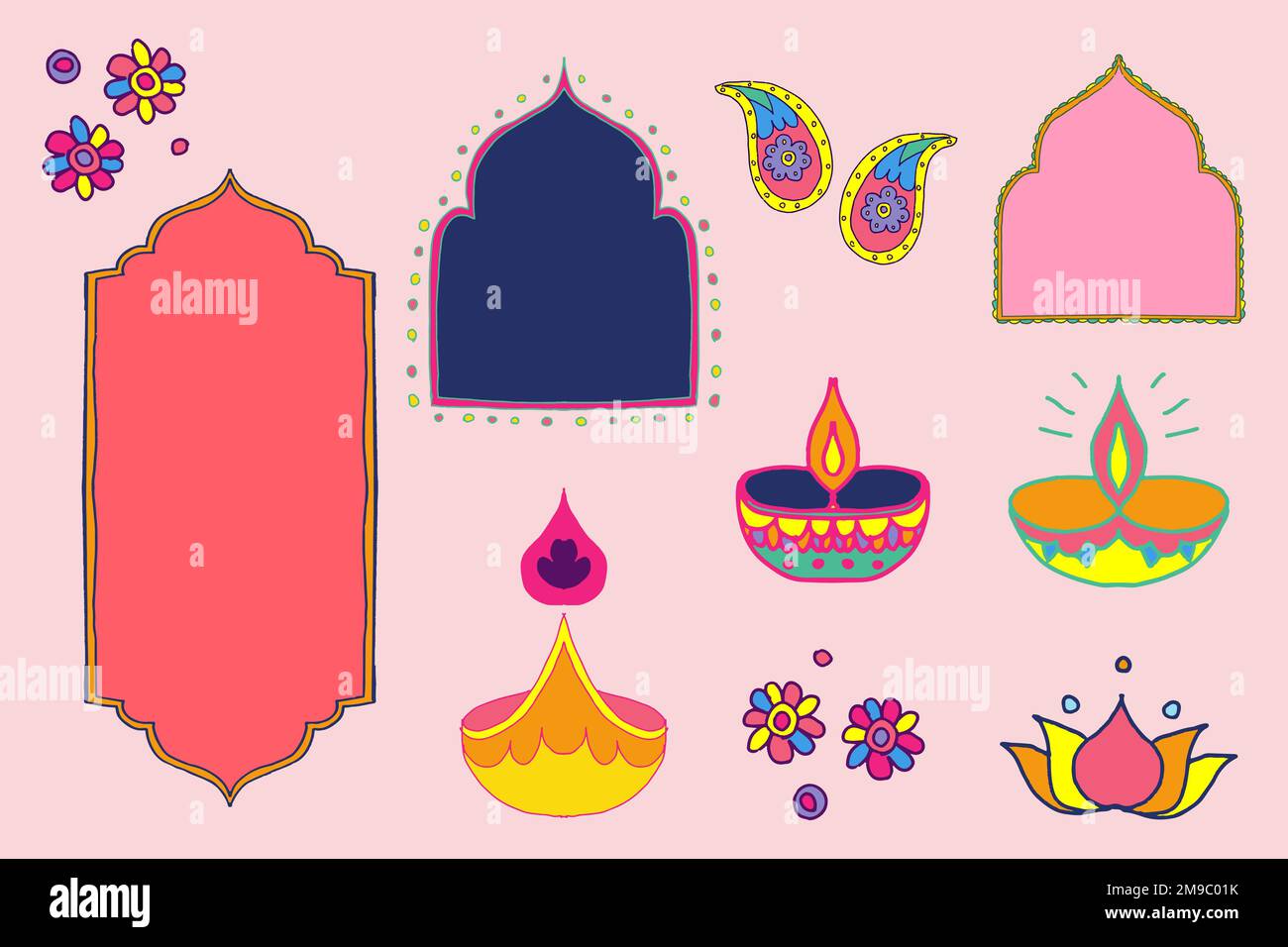 Diwali Indian rangoli vector illustration set Stock Vector Image & Art ...