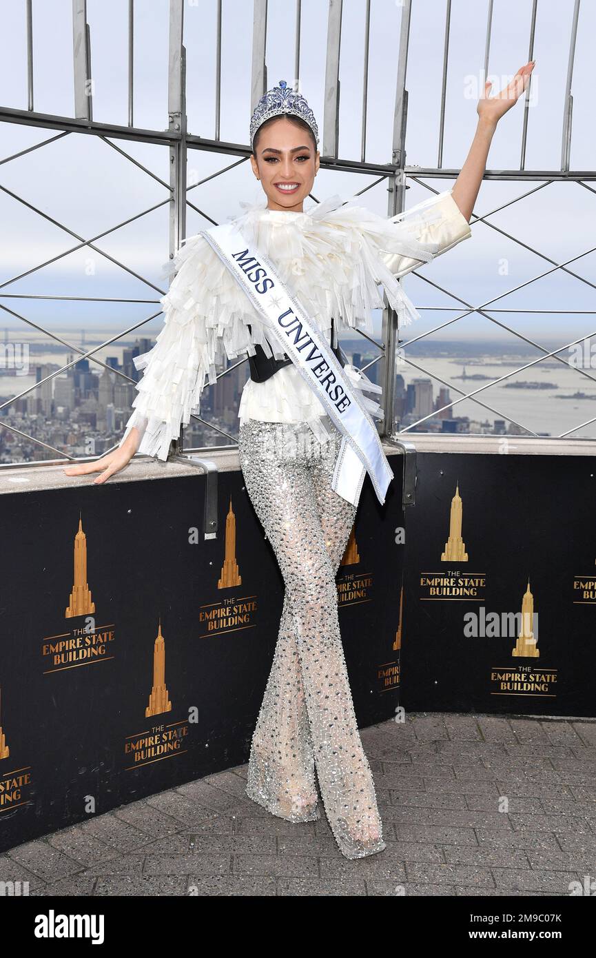 Miss Universe 2022 R'Bonney Gabriel poses while visiting The Empire ...