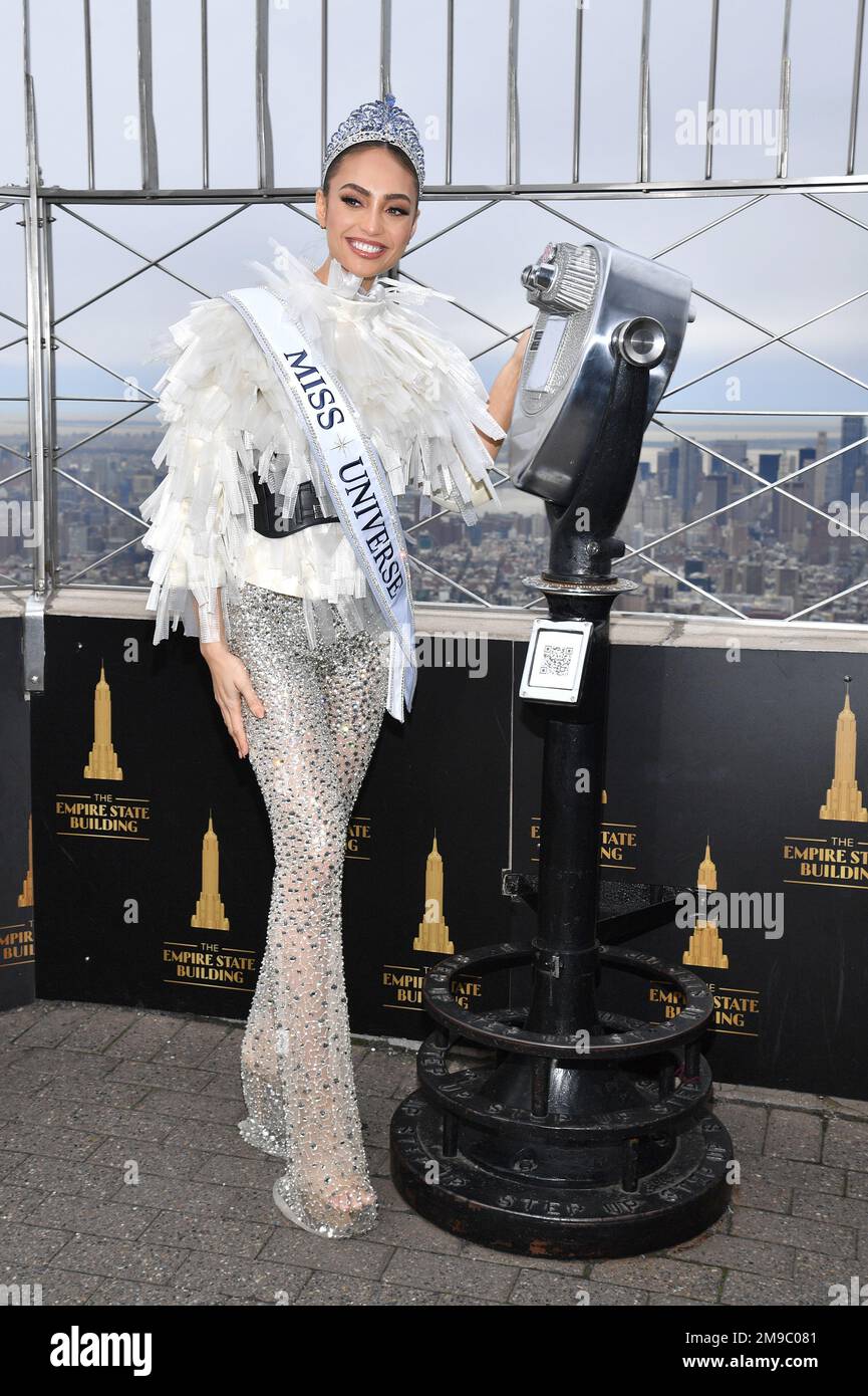 Miss Universe 2022 R'Bonney Gabriel poses while visiting The Empire ...