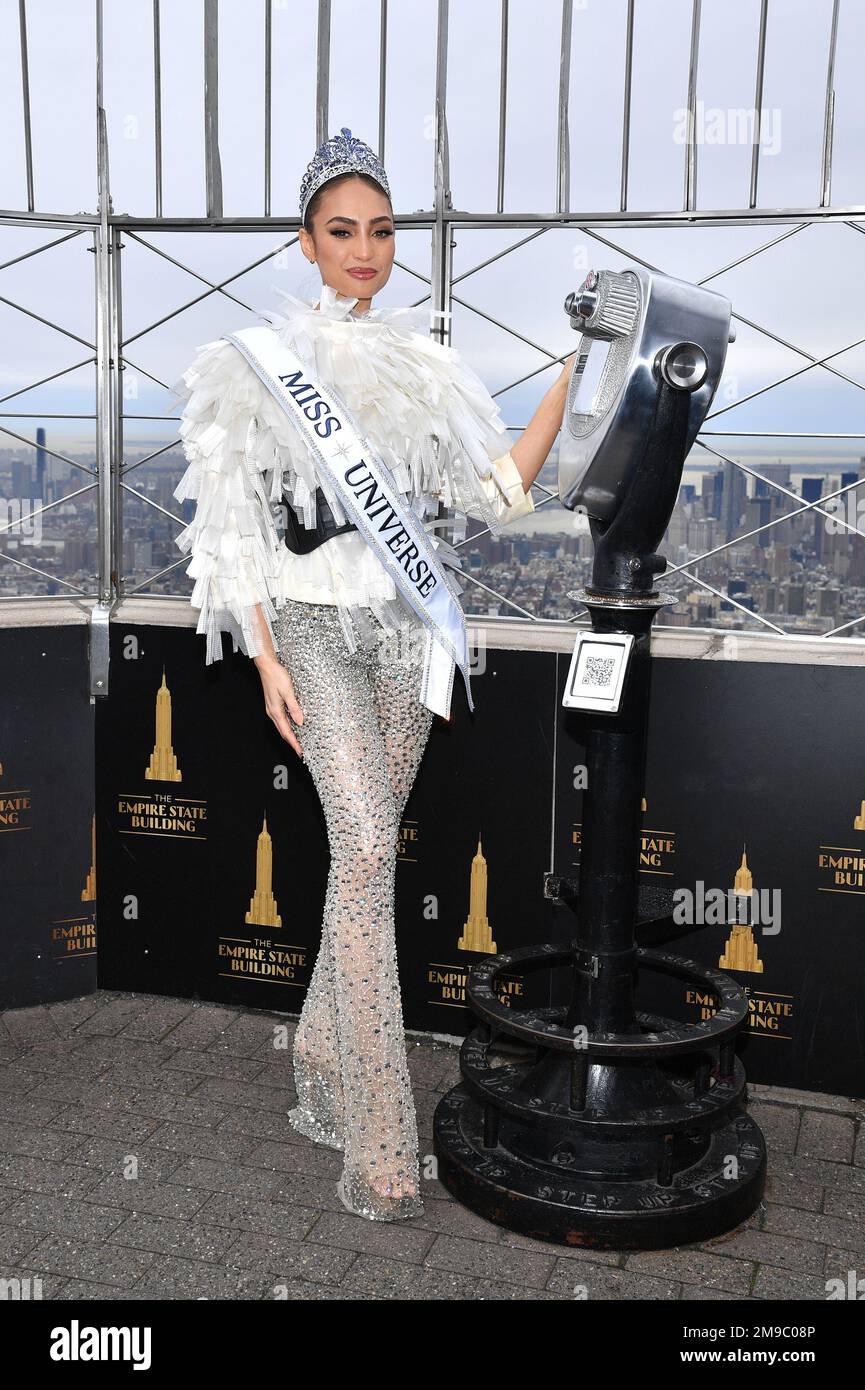 Miss Universe 2022 R'Bonney Gabriel poses while visiting The Empire ...