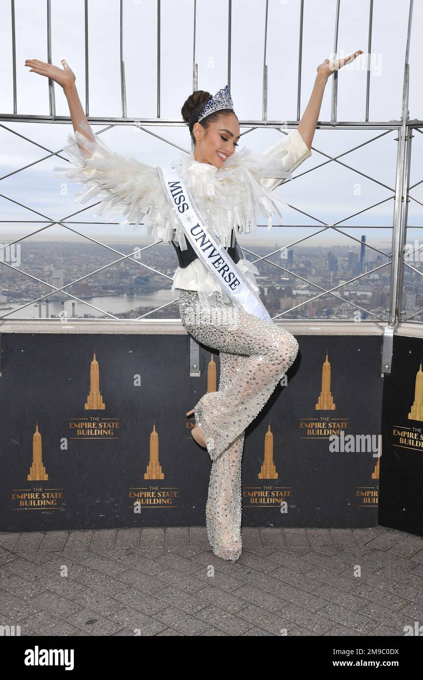 Miss Universe 2022 R'Bonney Gabriel poses while visiting The Empire ...