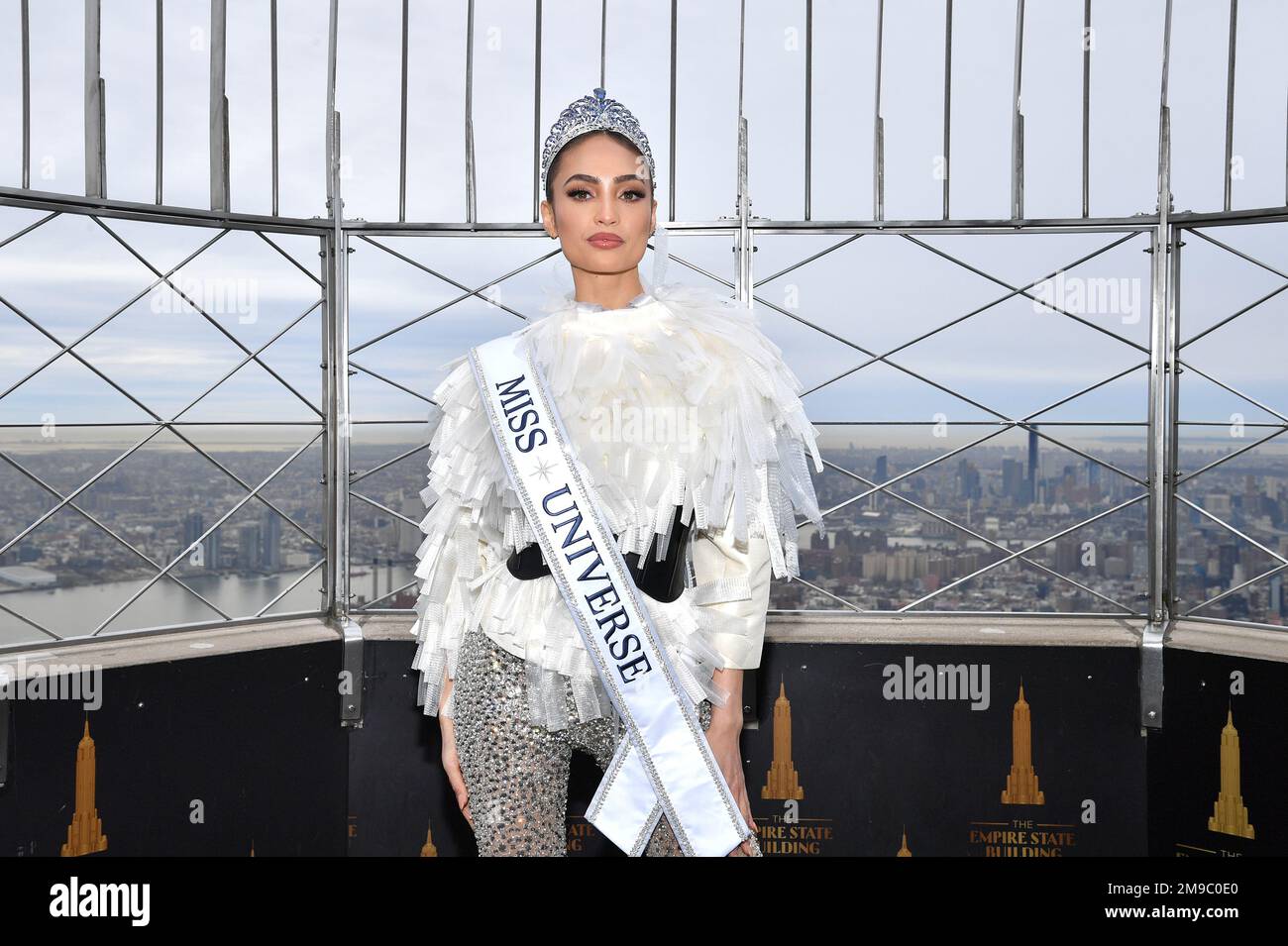 Miss Universe 2022 R'Bonney Gabriel poses while visiting The Empire ...