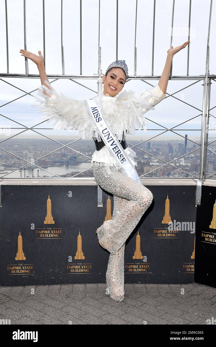 Miss Universe 2022 R'Bonney Gabriel poses while visiting The Empire ...