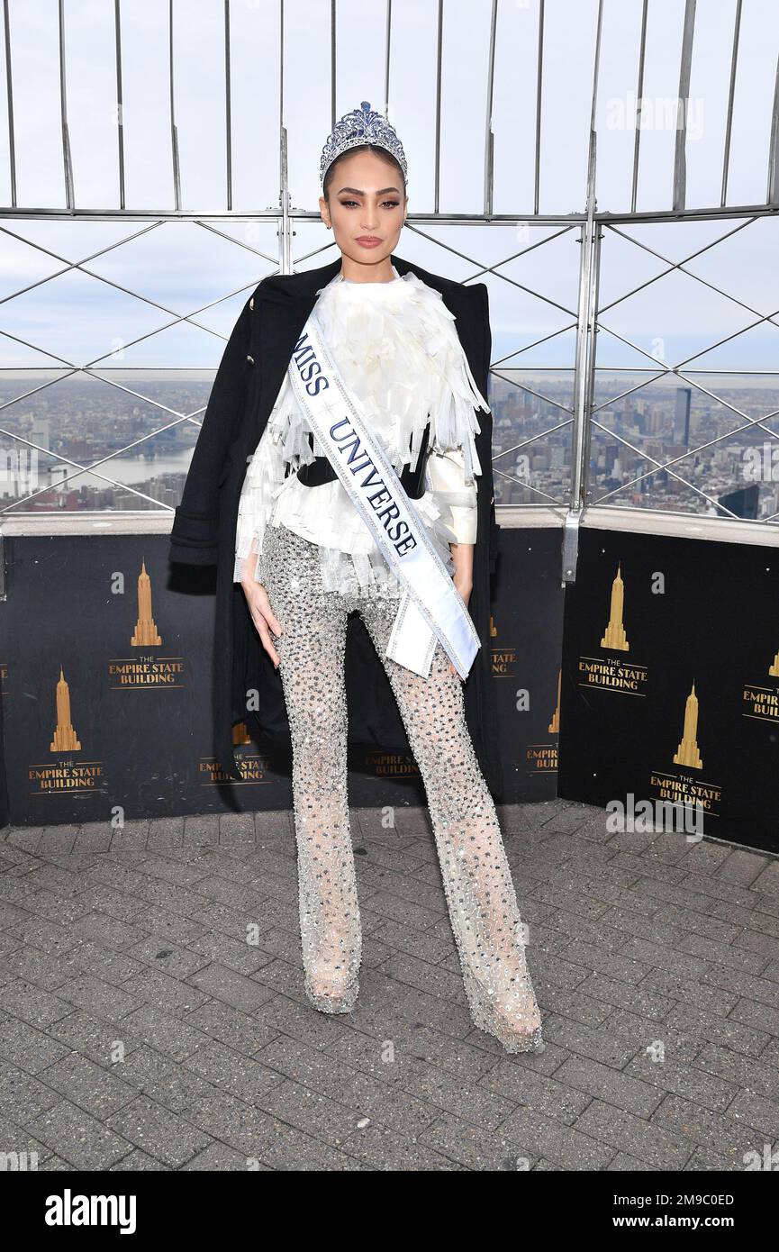 Miss Universe 2022 R'Bonney Gabriel poses while visiting The Empire ...