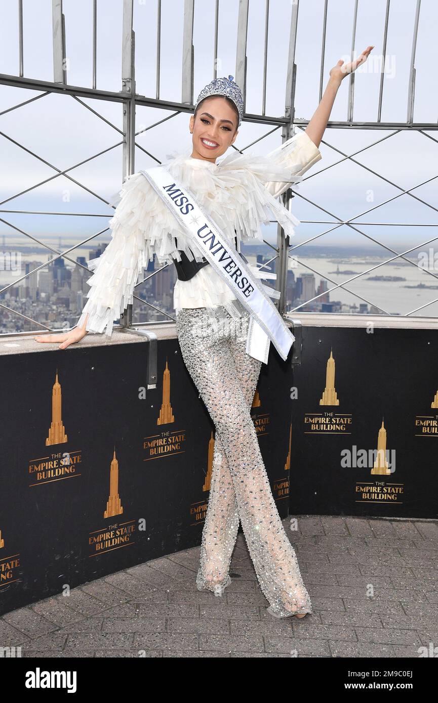 Miss Universe 2022 R'Bonney Gabriel poses while visiting The Empire ...