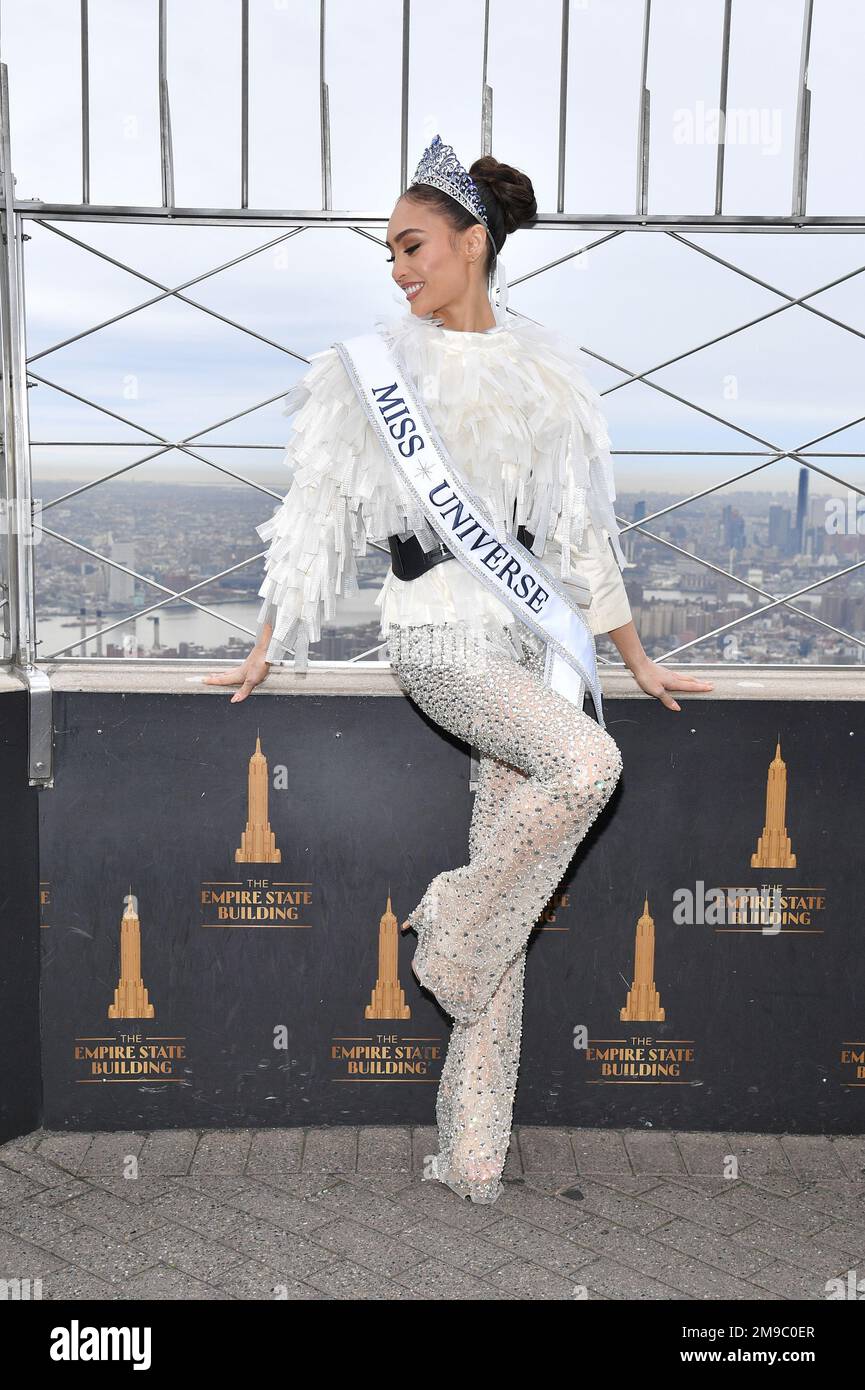 Miss Universe 2022 R'Bonney Gabriel poses while visiting The Empire ...