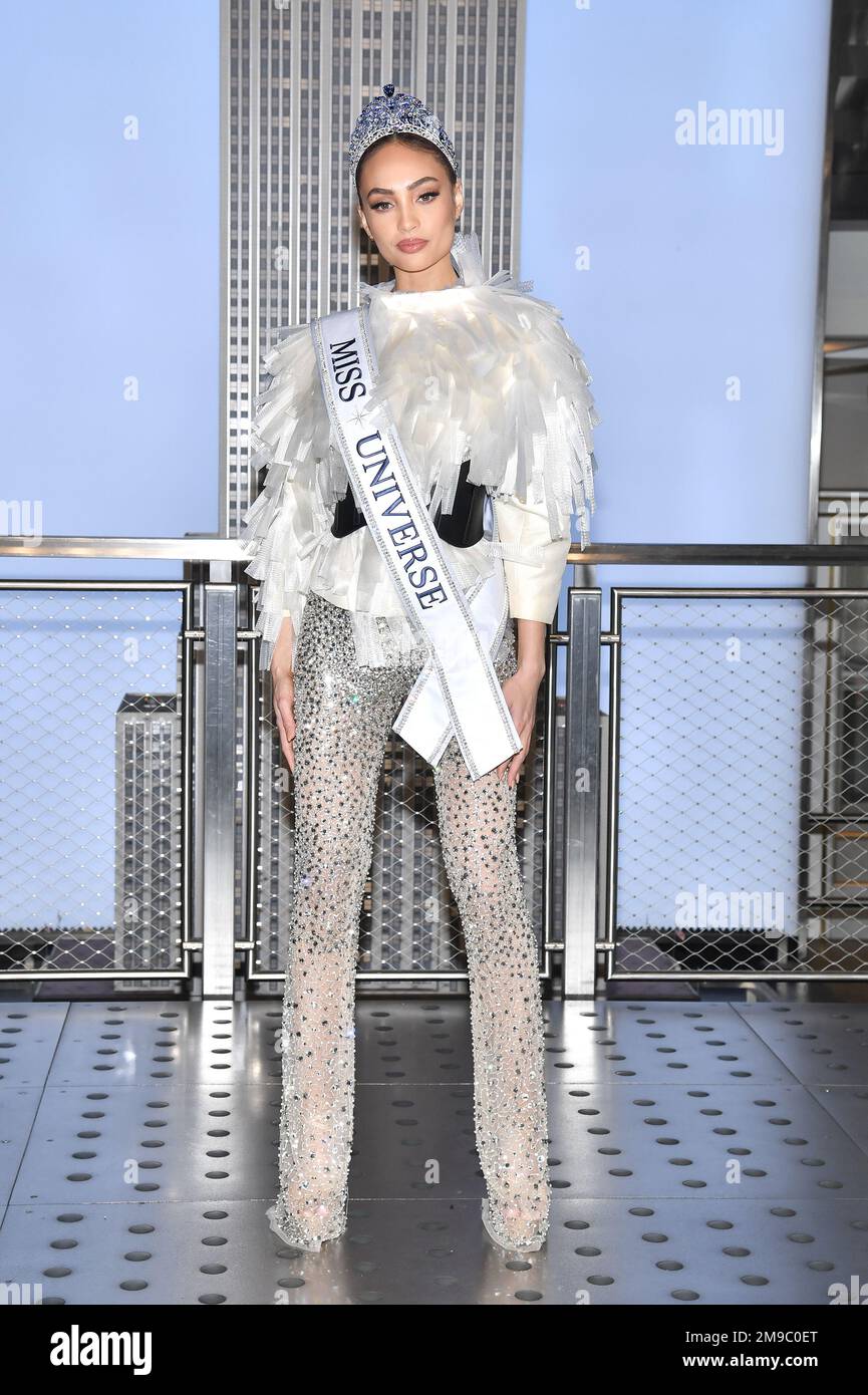 Miss Universe 2022 R'Bonney Gabriel poses while visiting The Empire ...