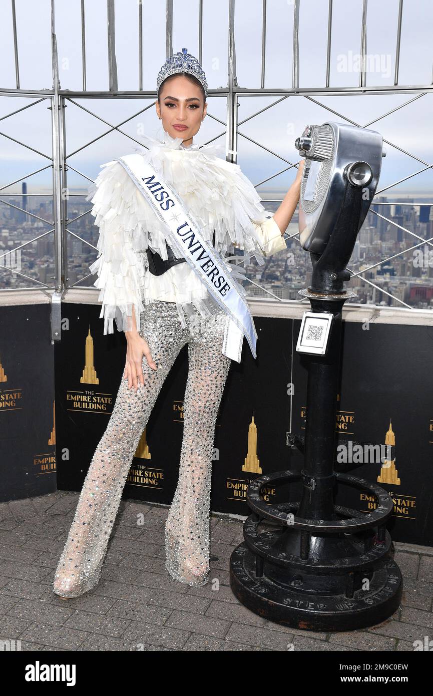 Miss Universe 2022 R'Bonney Gabriel poses while visiting The Empire ...