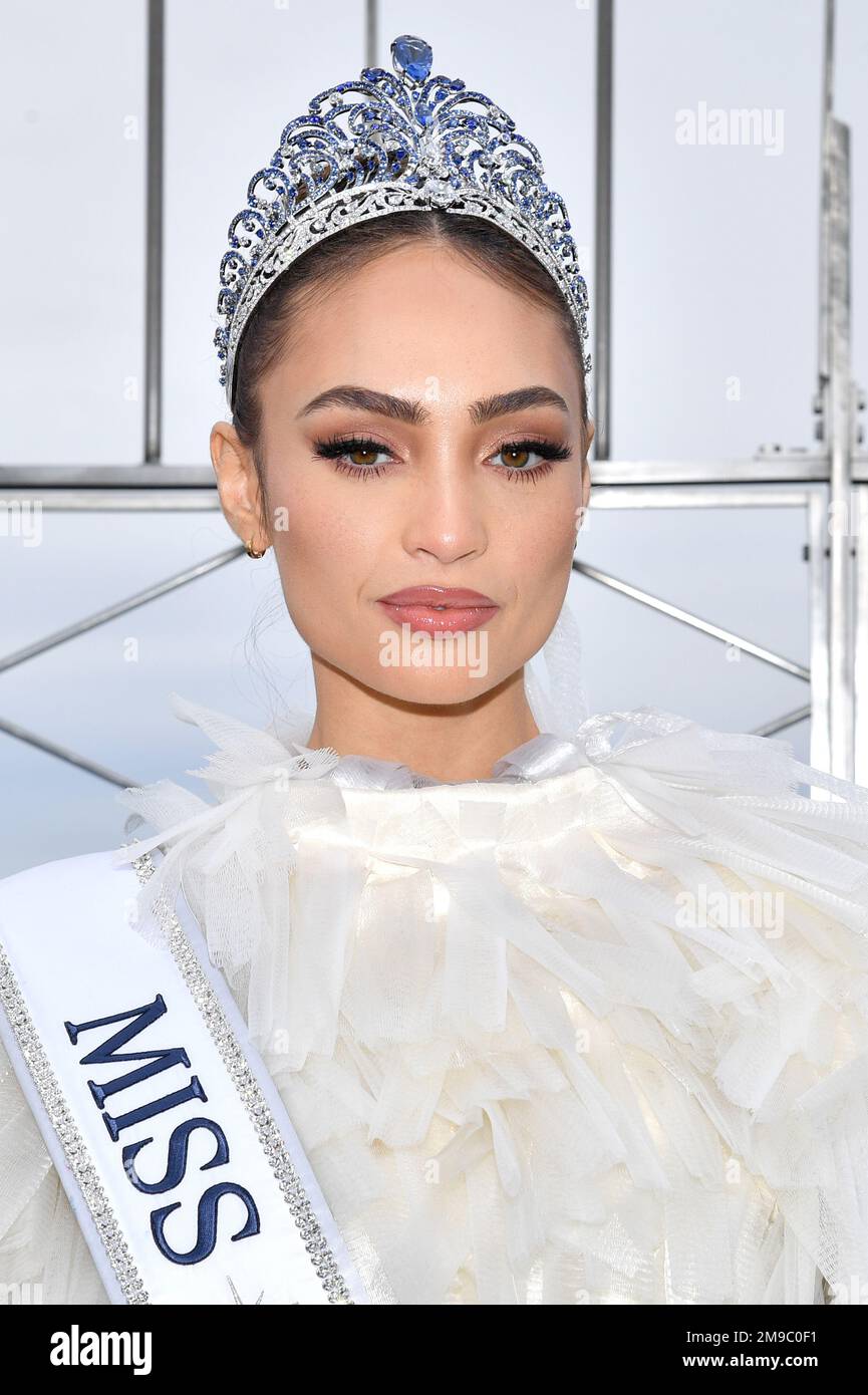 Miss Universe 2022 R'Bonney Gabriel poses while visiting The Empire ...