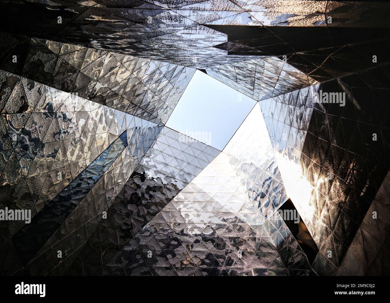 Barcelona, Spain - May 2018: Original ceiling of building Edificio Forum- Museum Blau, by ...