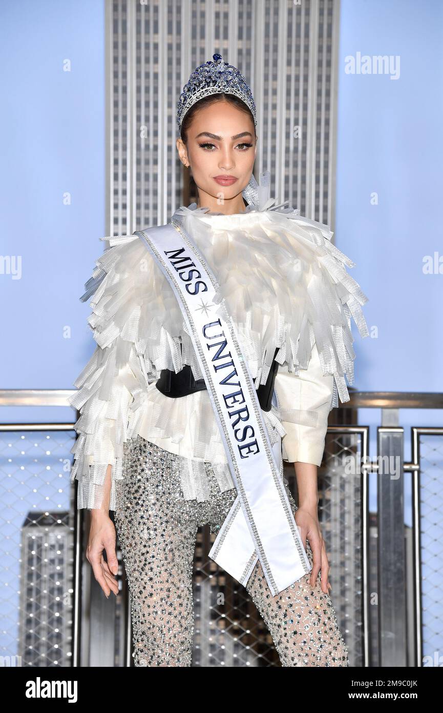 Miss Universe 2022 R'Bonney Gabriel poses while visiting The Empire ...