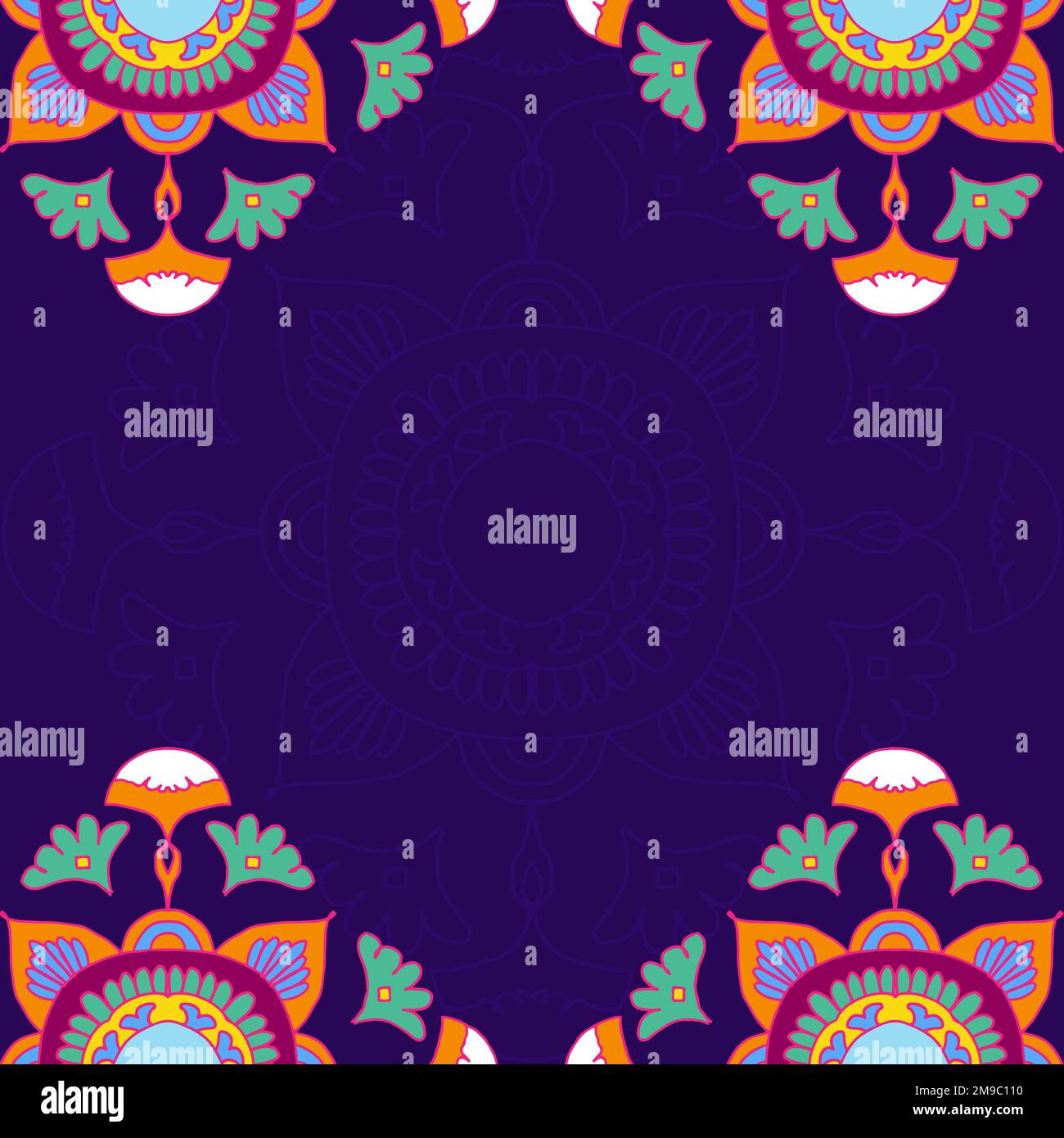 Diwali Indian mandala vector border frame design Stock Vector Image ...