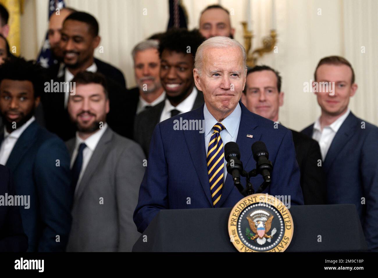 U.S. President Joe Biden welcomes the Golden State Warriors to the ...