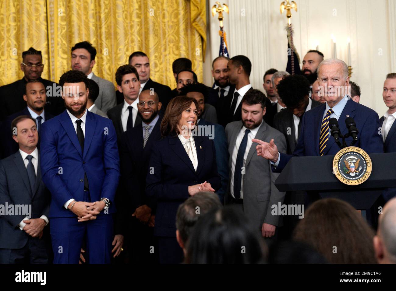 U.S. President Joe Biden welcomes the Golden State Warriors to the ...