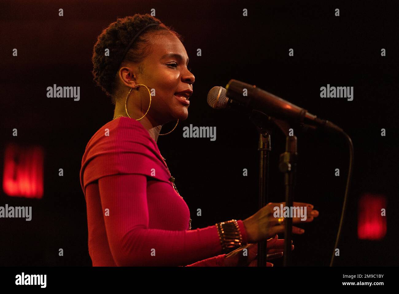 Mariah Cameron, voice performs with Julius Rodriguez during Winter ...