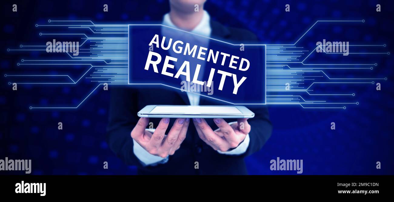 Conceptual caption Augmented Reality. Concept meaning technology that ...